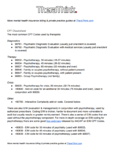 Mental Health CPT Code Cheat Sheet [PDF] [2020]
